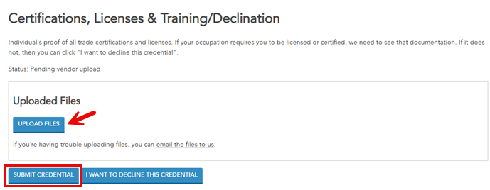 View and submit credentials – Green Security