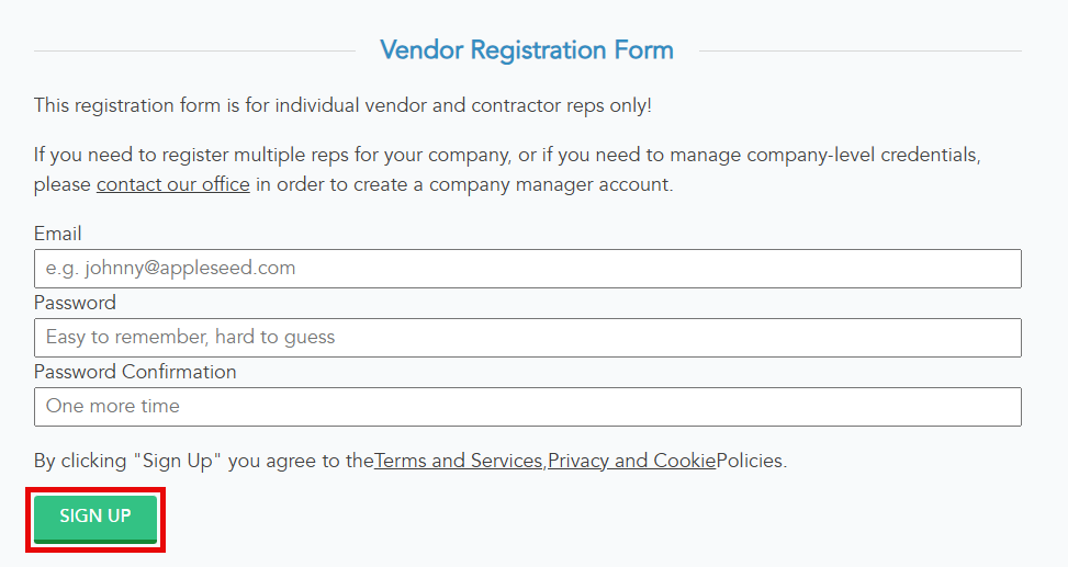 Register as a vendor – Green Security