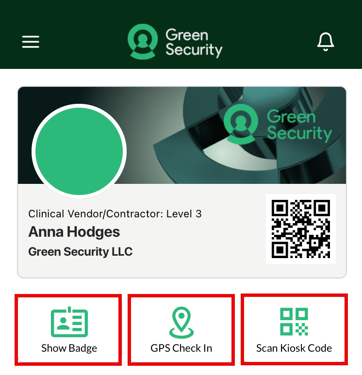 Check in to a facility – Green Security