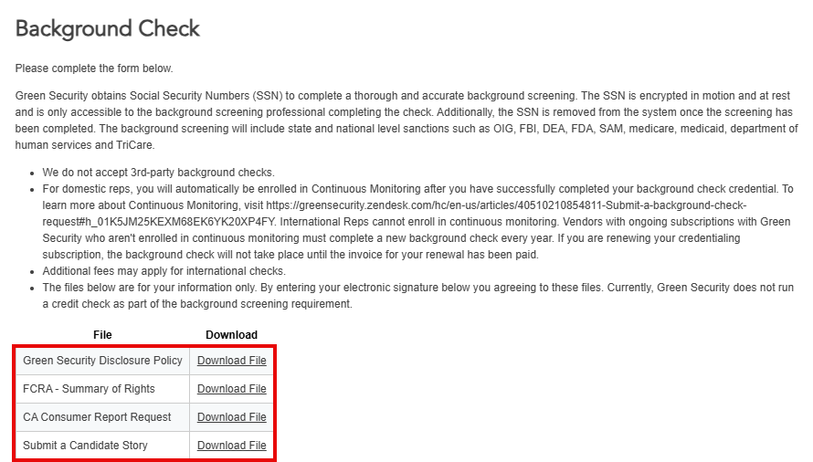 Submit a background check request – Green Security